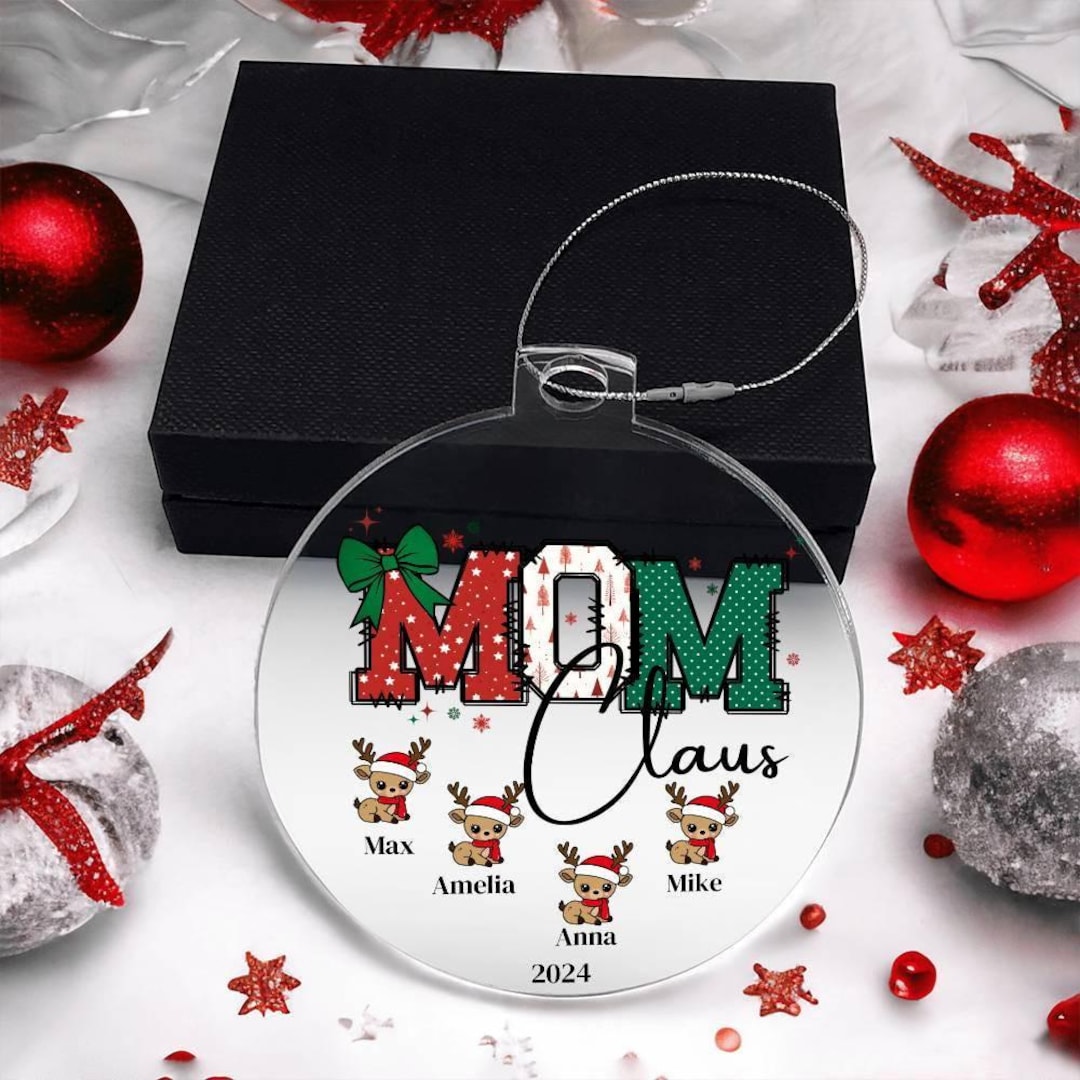 Personalized Mom Claus Acrylic Christmas Ornament - Etsy