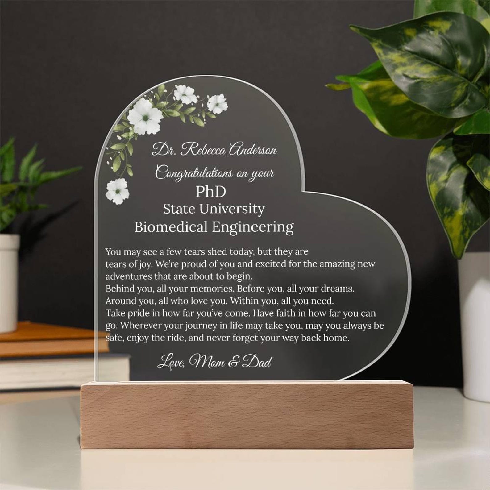 Personalized Phd Graduation Acrylic Plaque, Custom Phd Graduate Gift ...