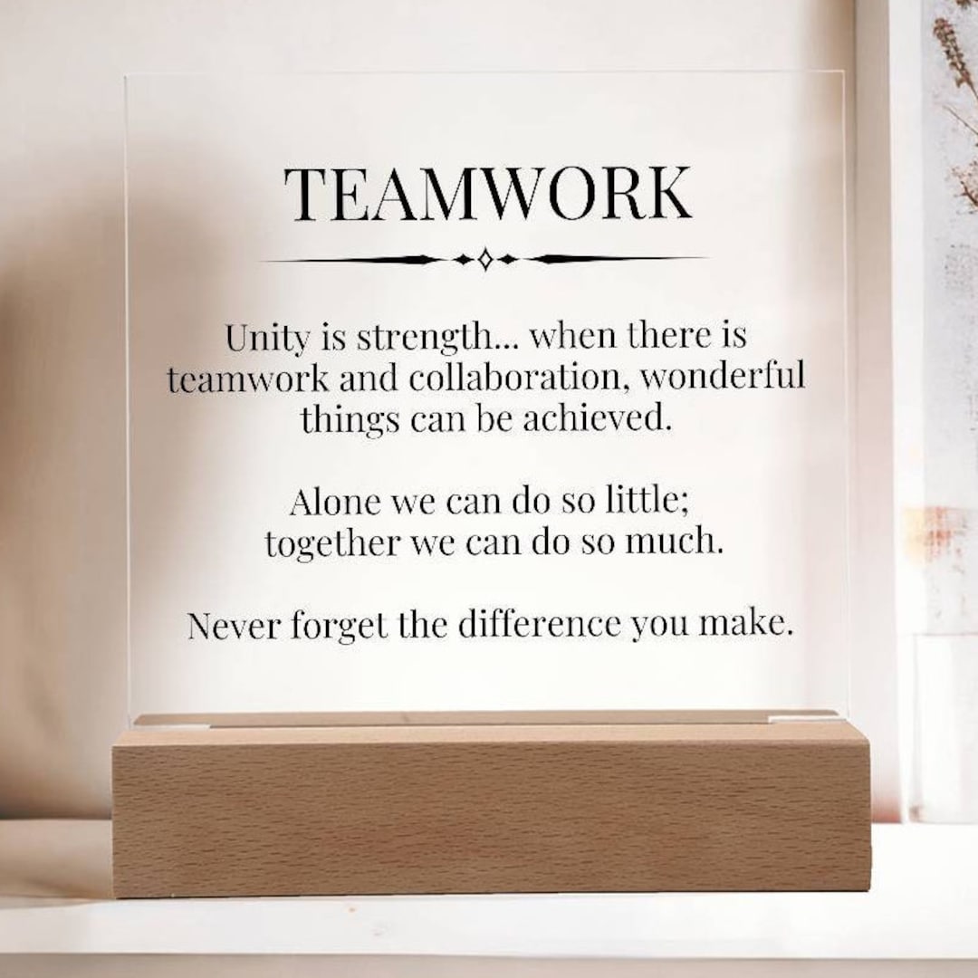 Teamwork Desk Sign for Coworker, Employee Appreciation Gift, Thank You ...