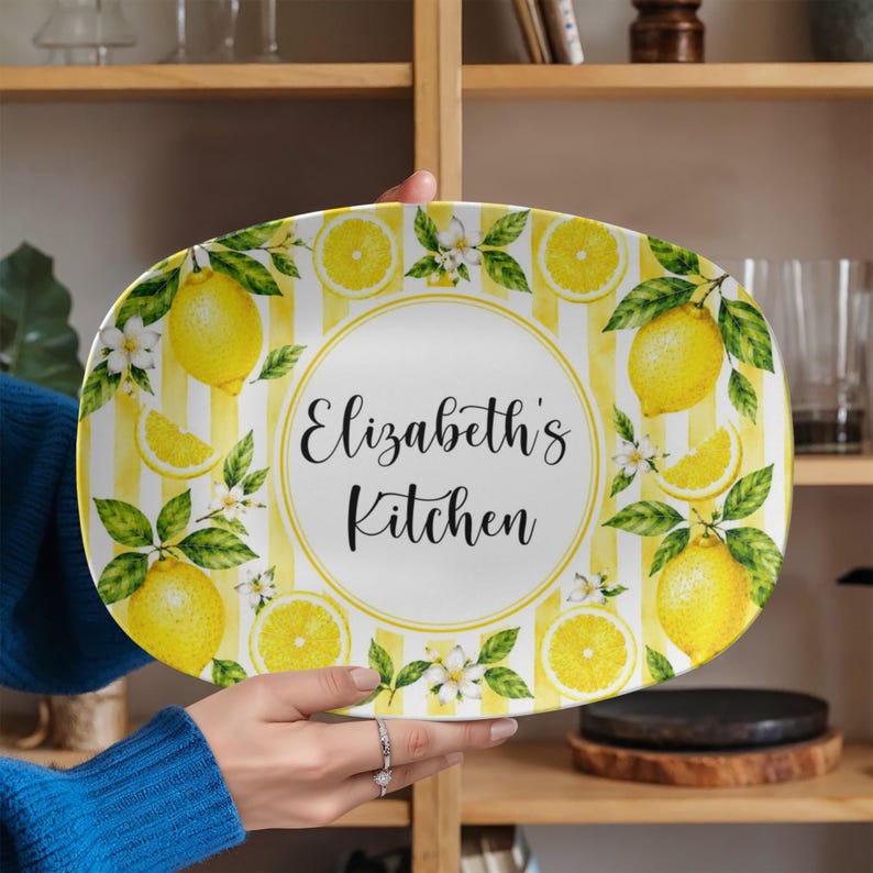 Personalized Lemon Serving Tray, Custom Lemon Kitchen Keepsake for Mom ...