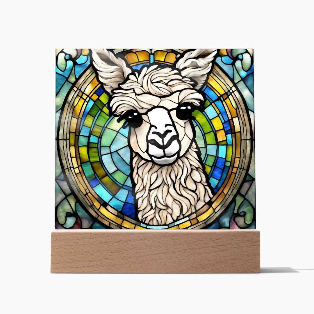 Llama, Faux Stained Glass, Acrylic Sign, Llama Room Decor, Gift for ...