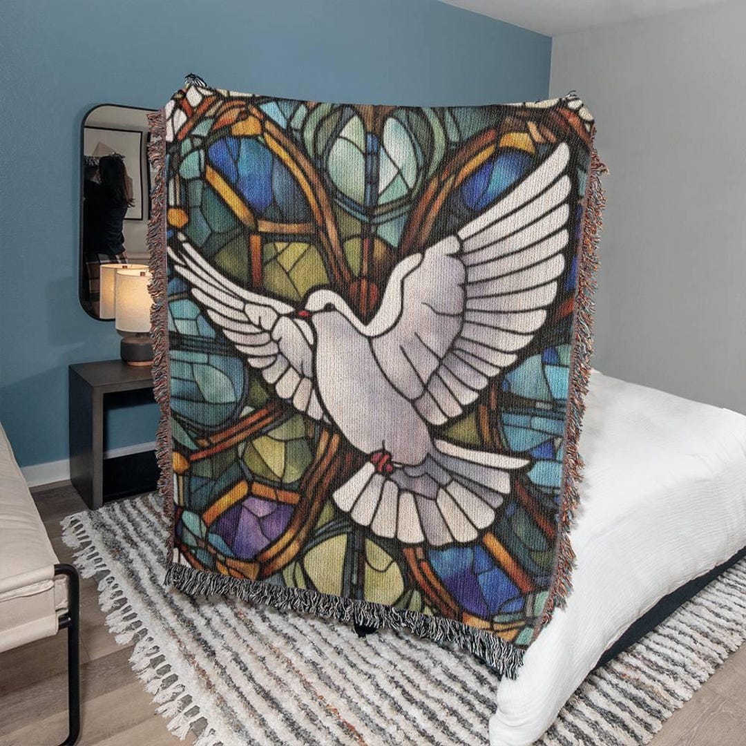Dove Woven Throw Blanket: Christian Home Decor, Memorial Gift - Etsy