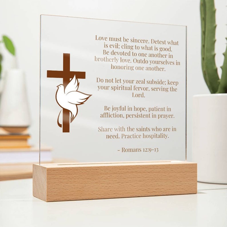Christian Bible Verse Romans 12:9 LED Acrylic Plaque, Modern Christian ...