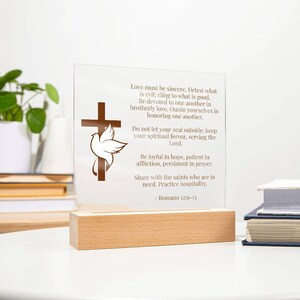 Christian Bible Verse Romans 12:9 LED Acrylic Plaque, Modern Christian ...