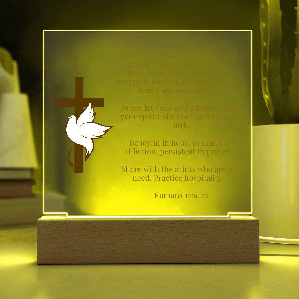 Christian Bible Verse Romans 12:9 LED Acrylic Plaque, Modern Christian ...