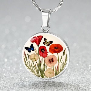 August Birth Month Flowers Necklace, Floral Necklace, Birth Flower ...