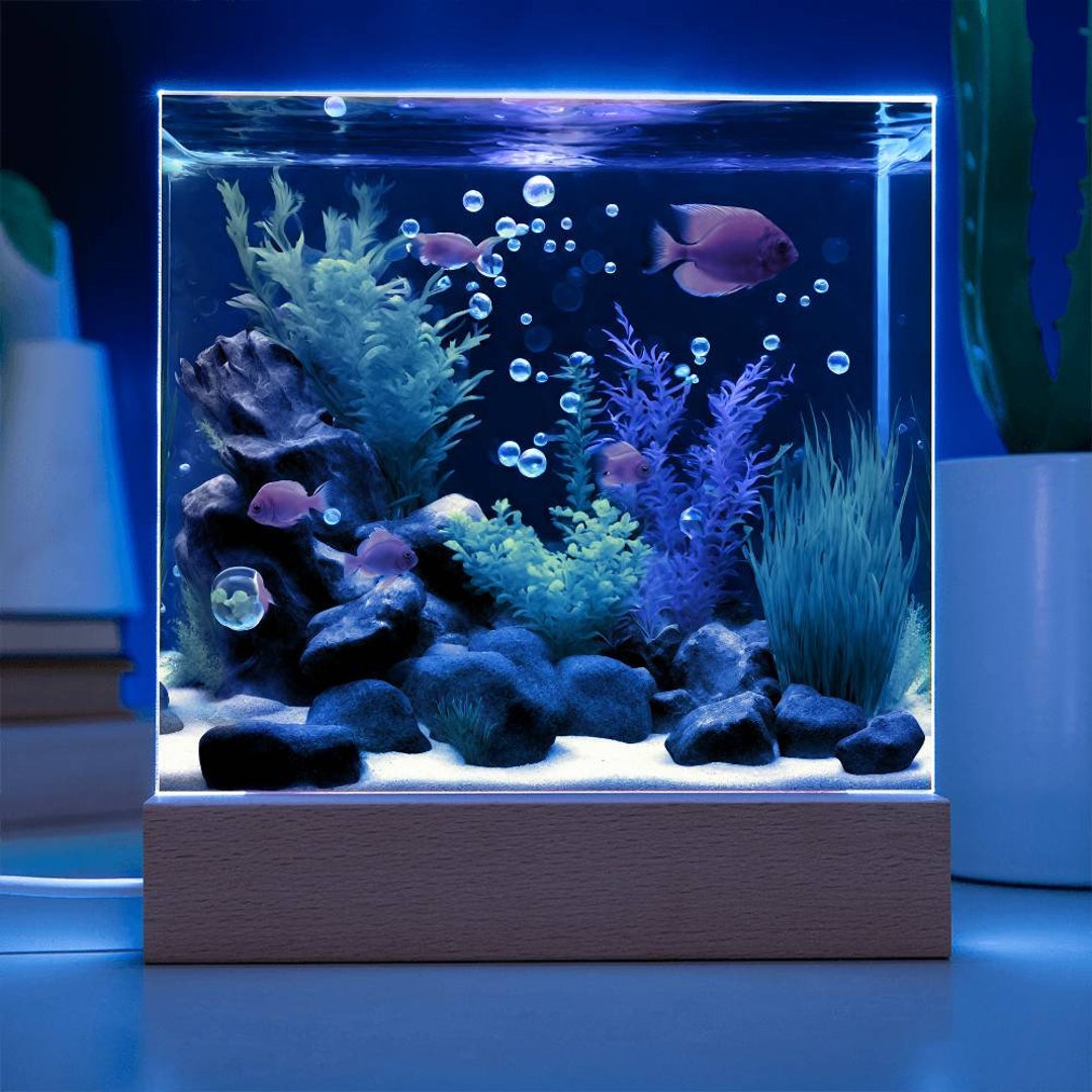 Virtual Aquarium Lighted Acrylic Plaque, Kids Nightlight, Discus Fish ...