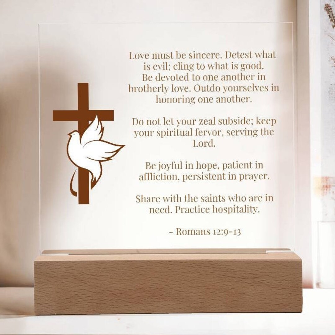 Christian Bible Verse Romans 12:9 LED Acrylic Plaque, Modern Christian ...
