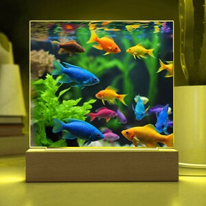Goldfish Acrylic Aquarium LED Nightlight, Fish Desk Decor, Goldfish ...