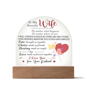 To My Wife Acrylic Plaque,wife Birthday Gift,wife Gift From Husband ...