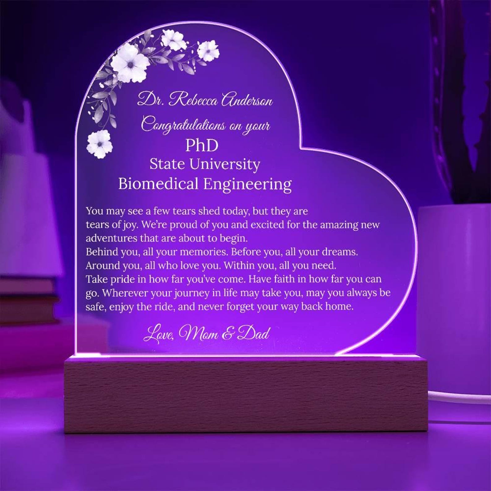 Personalized Phd Graduation Acrylic Plaque, Custom Phd Graduate Gift ...