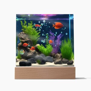 Virtual Aquarium Lighted Acrylic Plaque, Kids Nightlight, Discus Fish ...