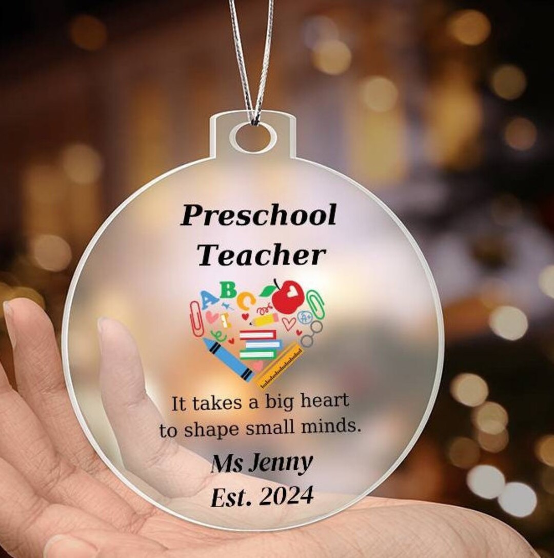 Personalized Preschool Teacher Ornament, Custom Preschool Teacher Gifts ...