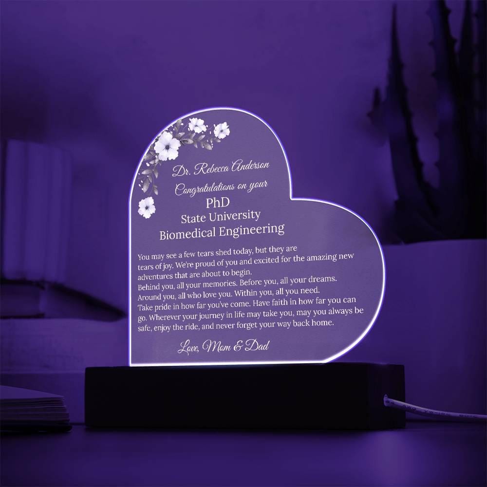 Personalized Phd Graduation Acrylic Plaque, Custom Phd Graduate Gift ...