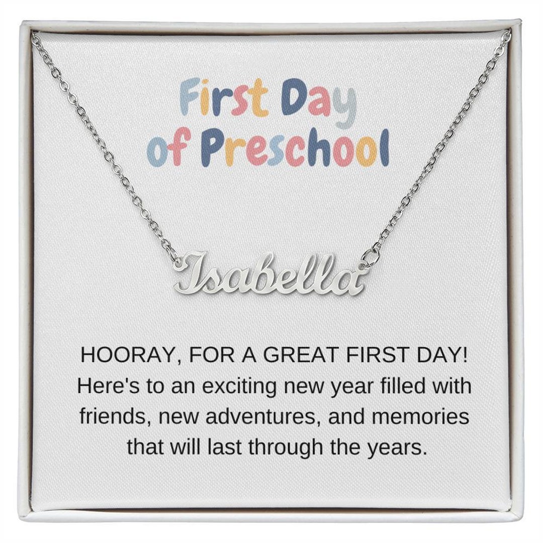 First Day of Preschool, Personalized Name Necklace, Hello Preschool ...