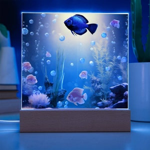 Virtual Aquarium Lighted Acrylic Plaque, Kids Nightlight, Discus Fish ...