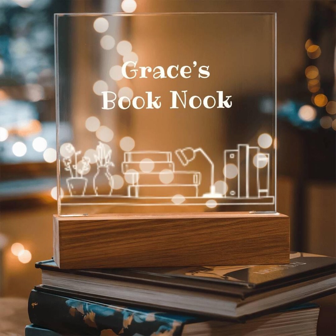 Personalized Library Sign Custom Book Decor LED Acrylic Bookish ...