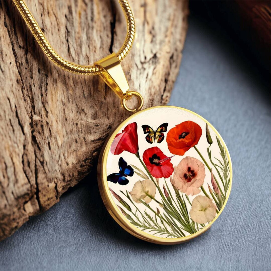 August Birth Month Flowers Necklace, Floral Necklace, Birth Flower ...