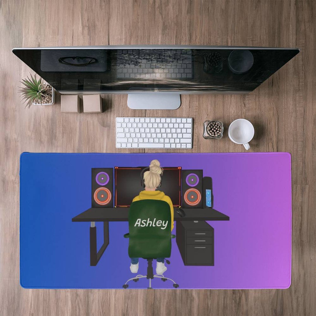 Custom Gamer Girl Boy Desk Mat, Gamer Gift for Kids, Gaming Mouse Pad ...