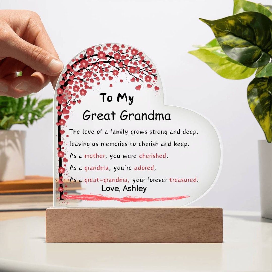 Personalized Great Grandma Gifts Heart Acrylic Plaque, Mother's Day ...