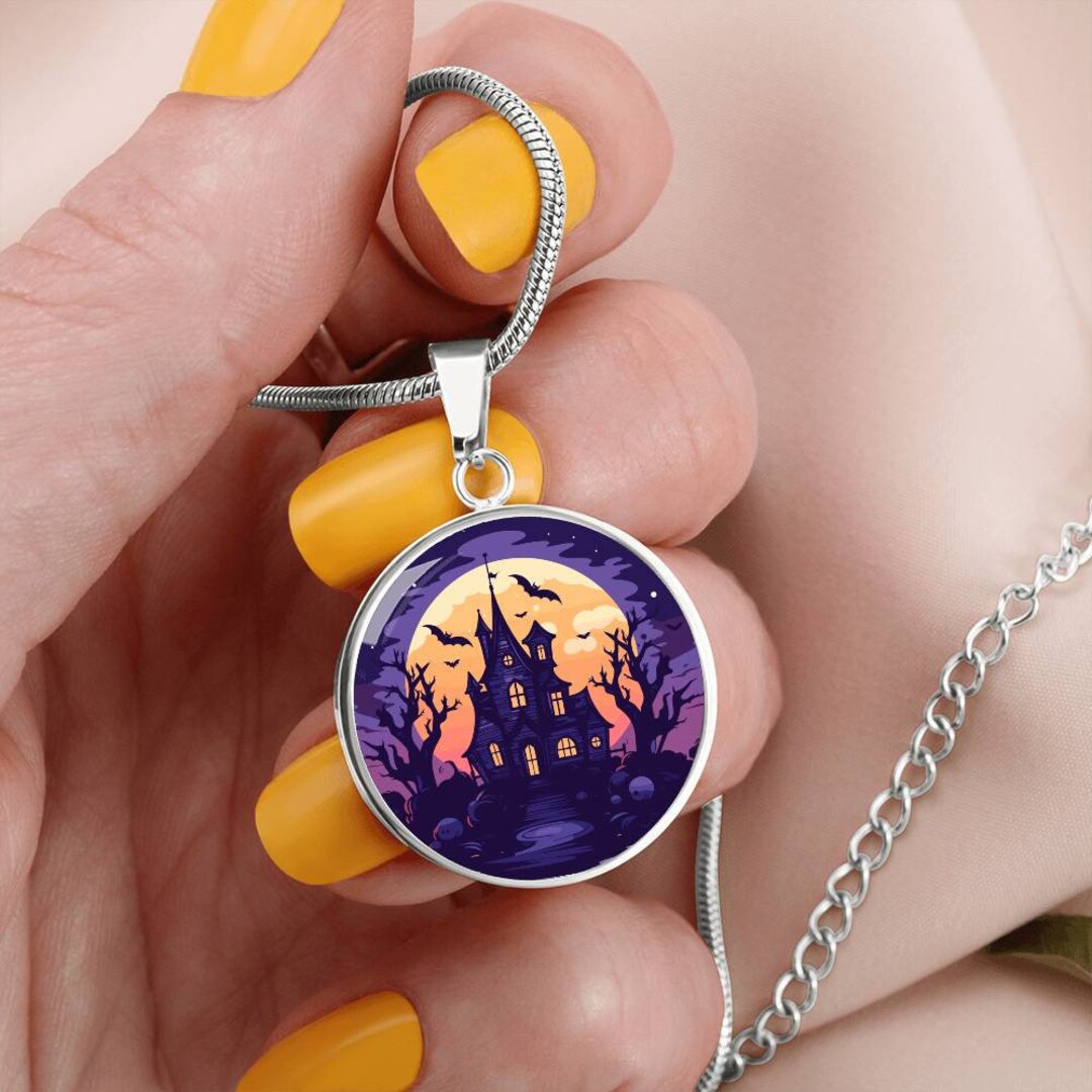 Halloween Jewelry, Haunted House, Necklace, Keychain, Bangle Bracelet ...