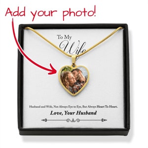 Wife Heart to Heart Custom Photo Engraved Necklace - Etsy