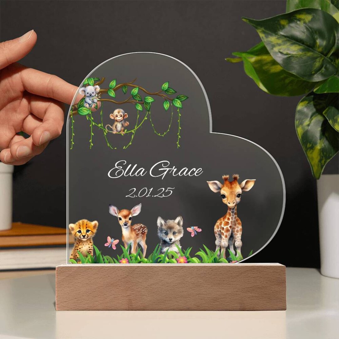 Personalized LED Animal Lamp, Kids Night Light Gift, Safari Jungle ...