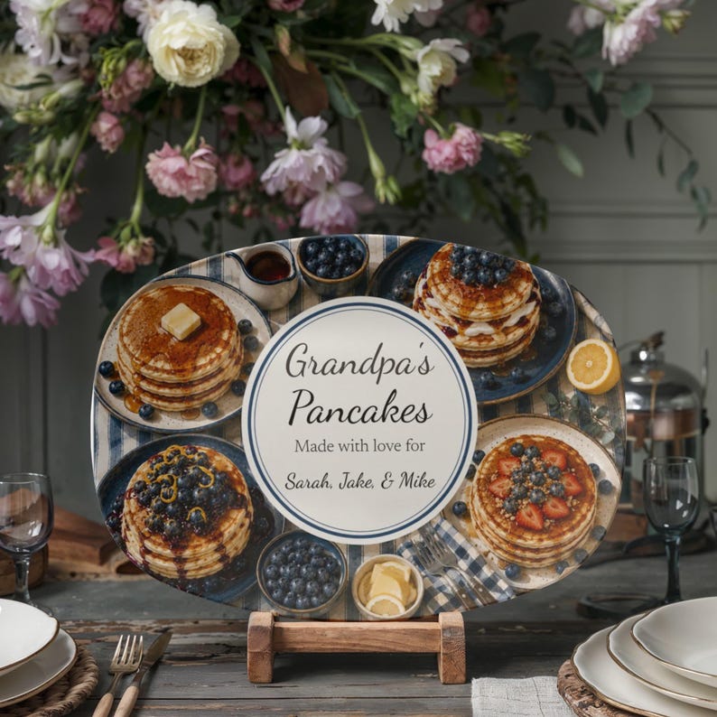 Personalized Pancake Plate, Grandpa Gift From Kids, Breakfast Plate ...