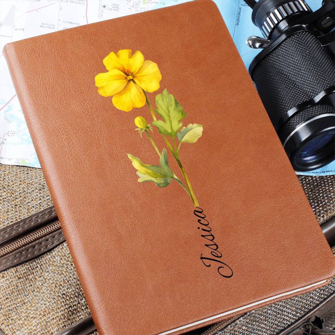 Birth Flower Personalized Journal, Birth Month Flower Gift, Birthday ...
