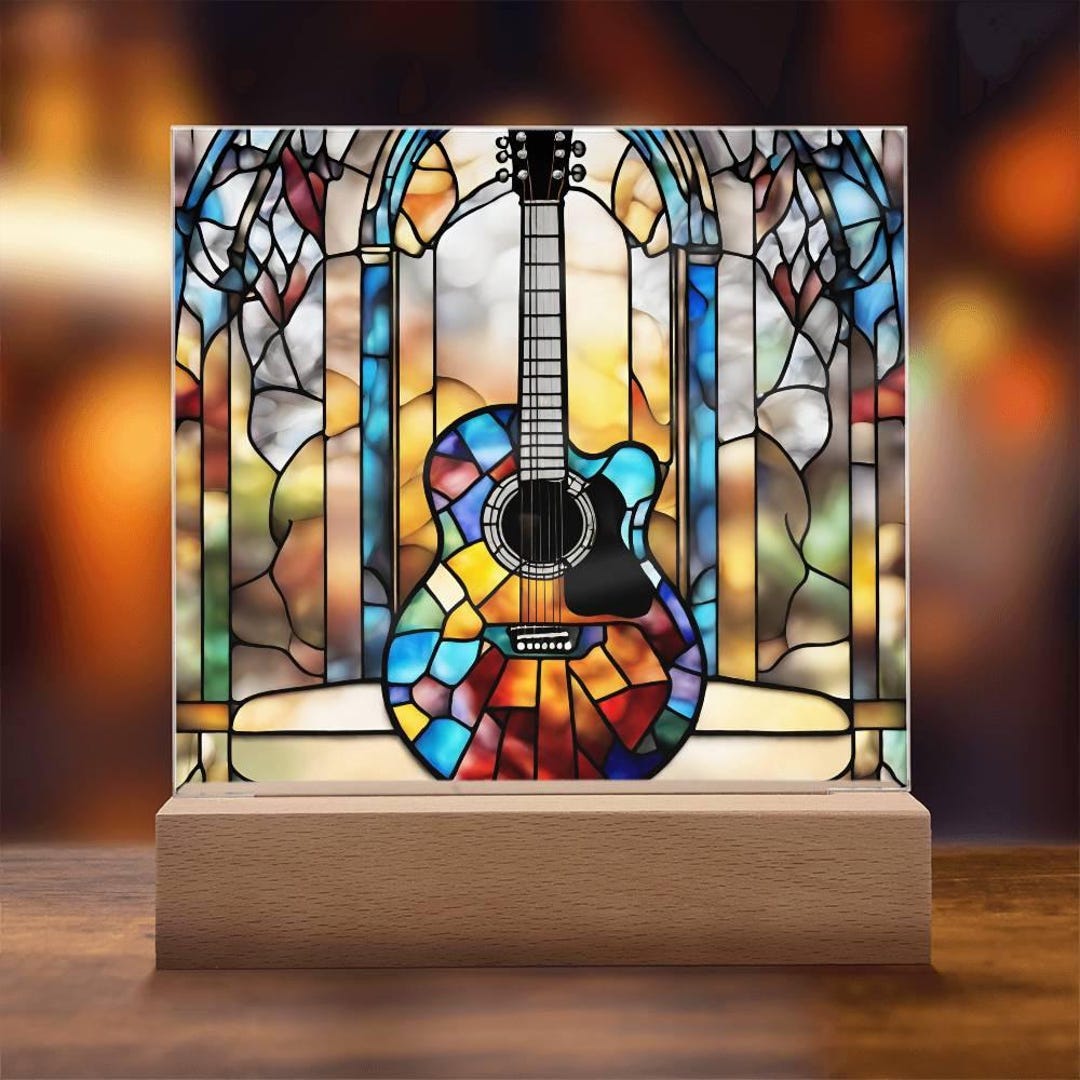 Guitar LED Sign, Acoustic Guitar Acrylic Plaque, Music Lover Gift ...