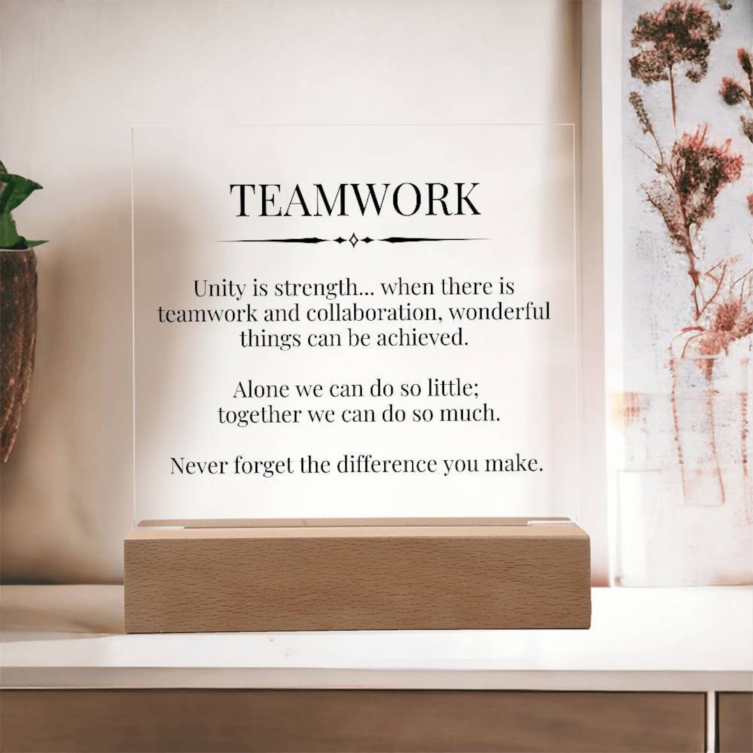 Teamwork Desk Sign for Coworker, Employee Appreciation Gift, Thank You ...