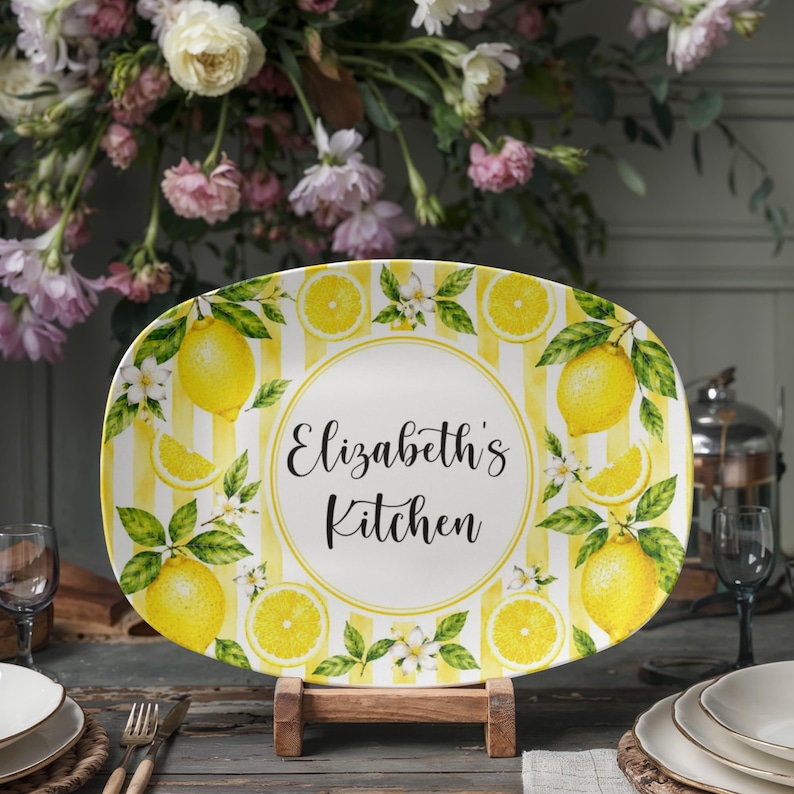 Personalized Lemon Serving Tray, Custom Lemon Kitchen Keepsake for Mom ...