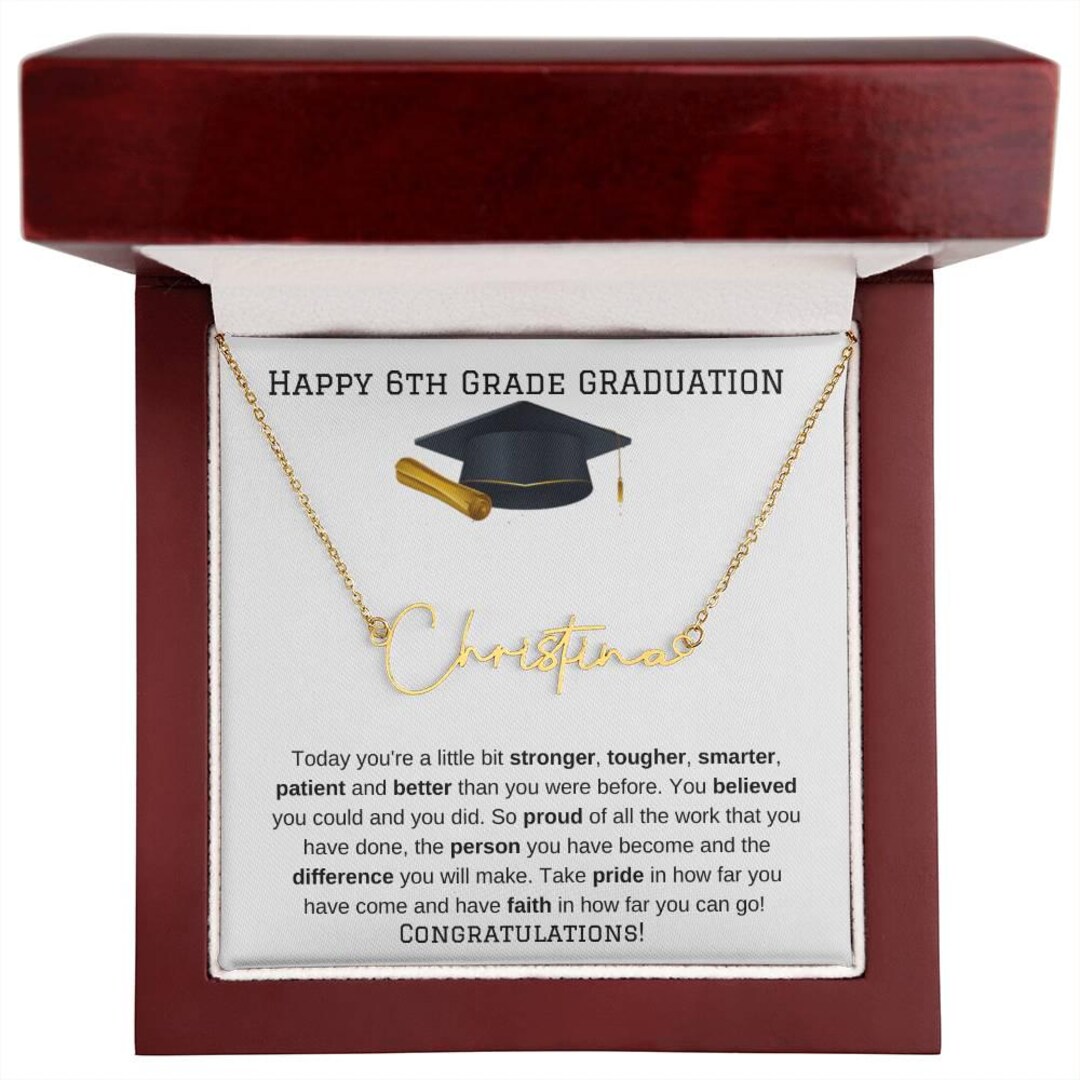 6th Grade Graduation Gift, Elementary School Grad Gift, Cursive Name ...