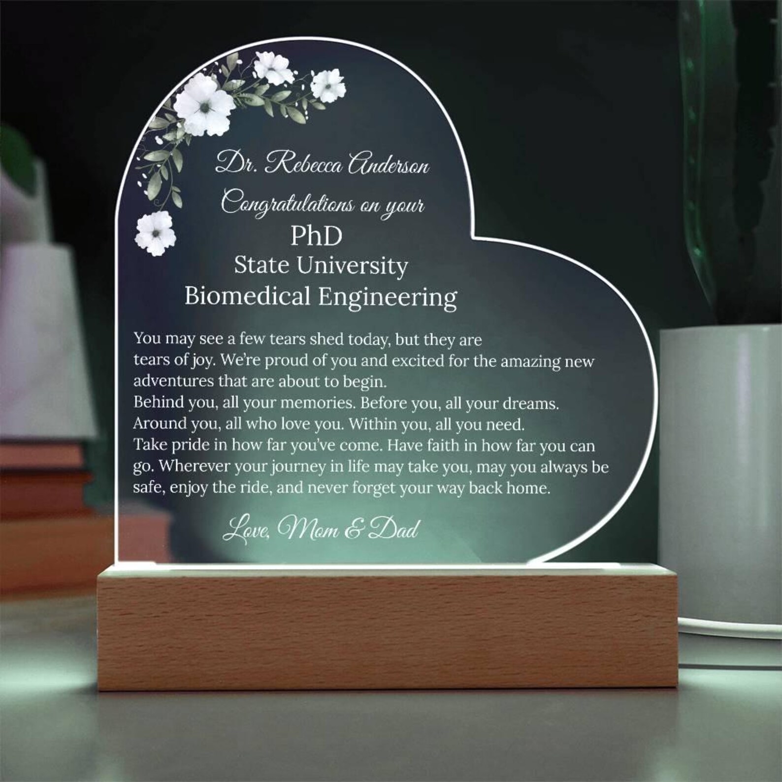 Personalized Phd Graduation Acrylic Plaque, Custom Phd Graduate Gift ...