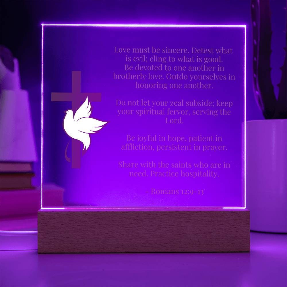 Christian Bible Verse Romans 12:9 LED Acrylic Plaque, Modern Christian ...