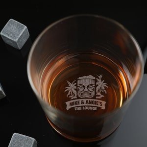 Tiki Bar Whiskey Glass, Tiki Bar Lounge, Custom Tiki Drinkware, Custom ...