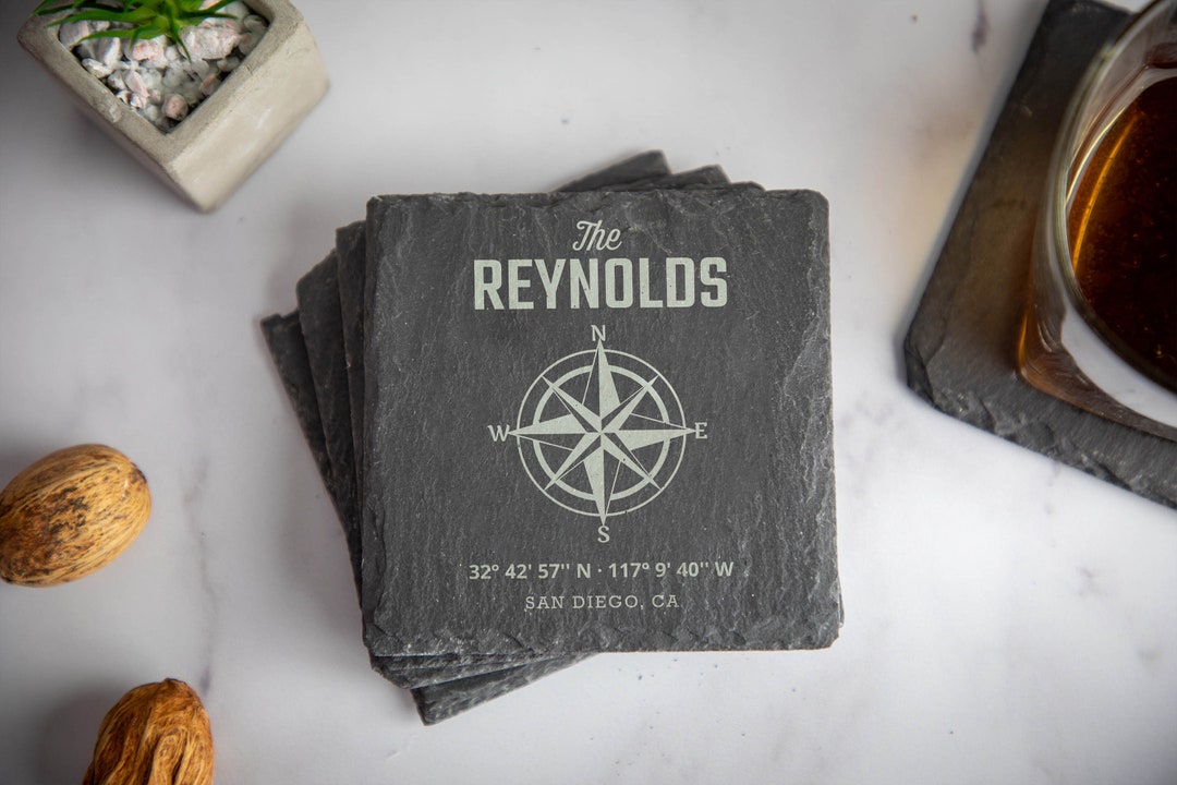 Compass Coaster, Custom Traveler Gift, Travel Guide Gift, Custom ...