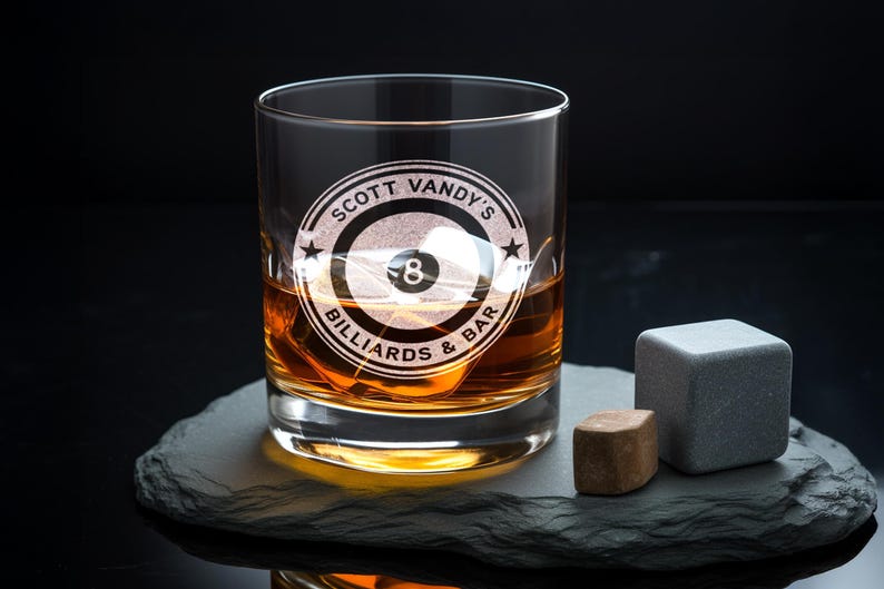 Engraved Billiards Whiskey Glass: Personalized Pool Room Decor - Etsy