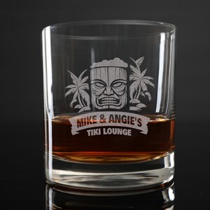 Tiki Bar Whiskey Glass, Tiki Bar Lounge, Custom Tiki Drinkware, Custom ...
