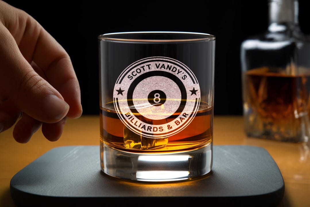 Engraved Billiards Whiskey Glass: Personalized Pool Room Decor - Etsy