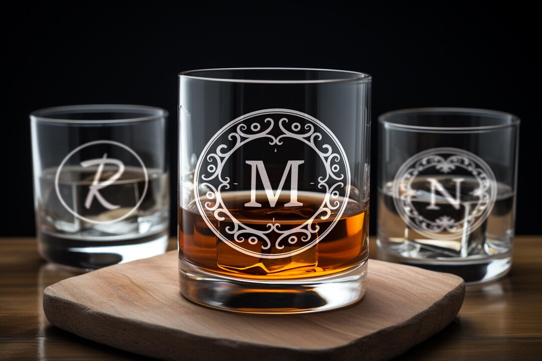 Monogram Whiskey Glass: Custom Engraved Drinking Glass - Etsy