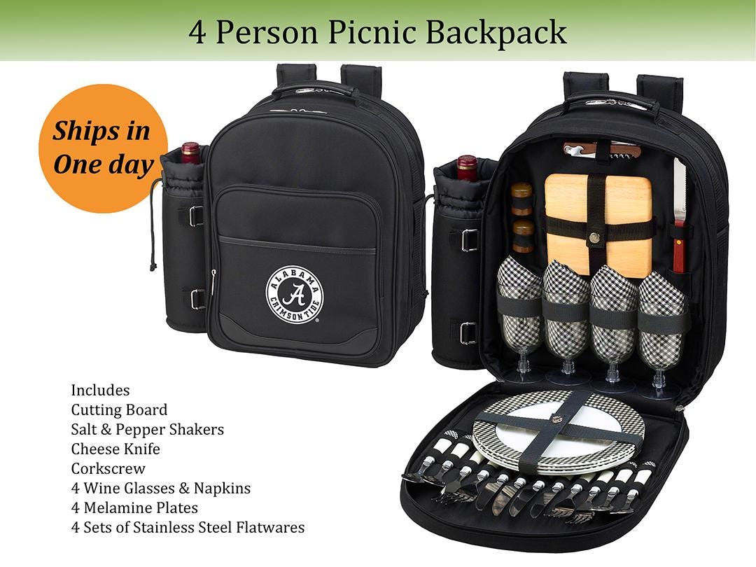 Alabama Crimson Tide Picnic Backpack Set for Four. Alumni Fans ...