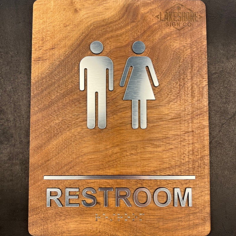 Wood Bathroom Sign - Etsy
