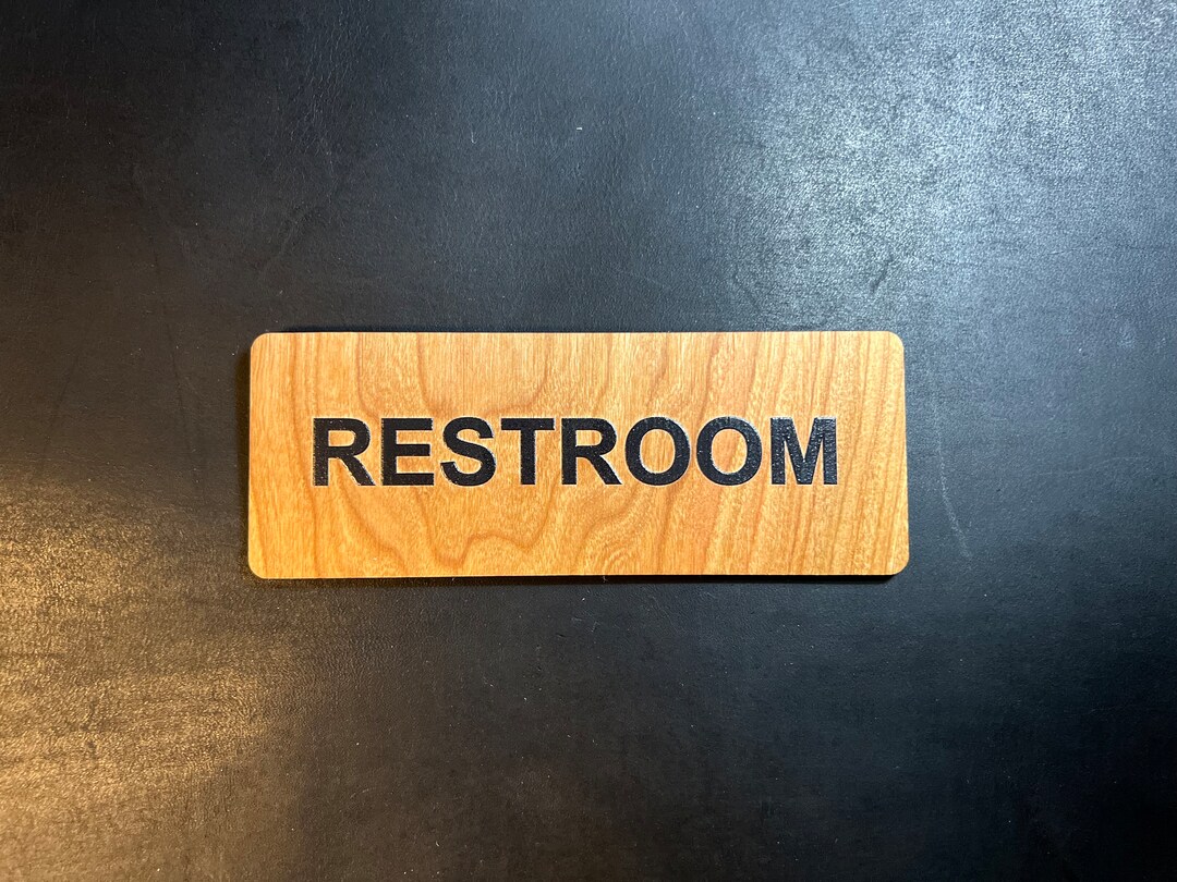 Solid Wood Bathroom Door Sign 6" X 2.25" - Custom Signs - Etsy