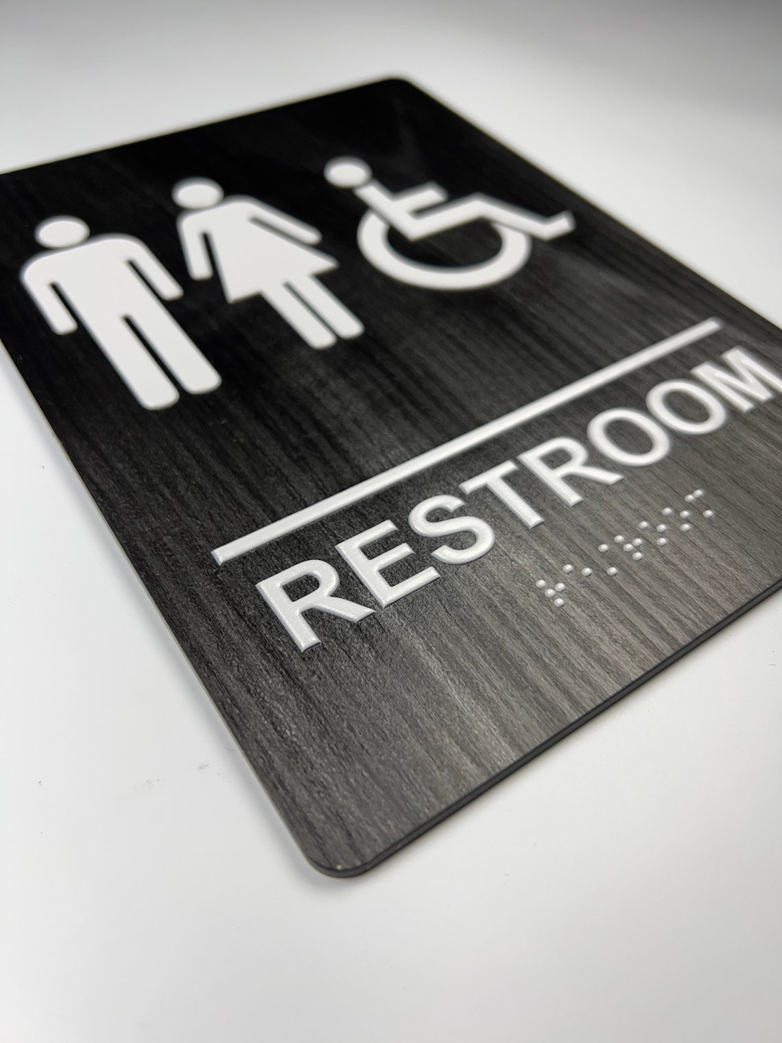 ADA Compliant Bathroom Sign With Braille Acrylic With Charred Wood ...