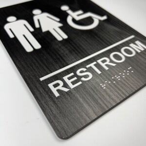 ADA Compliant Bathroom Sign With Braille - Acrylic With Charred Wood ...