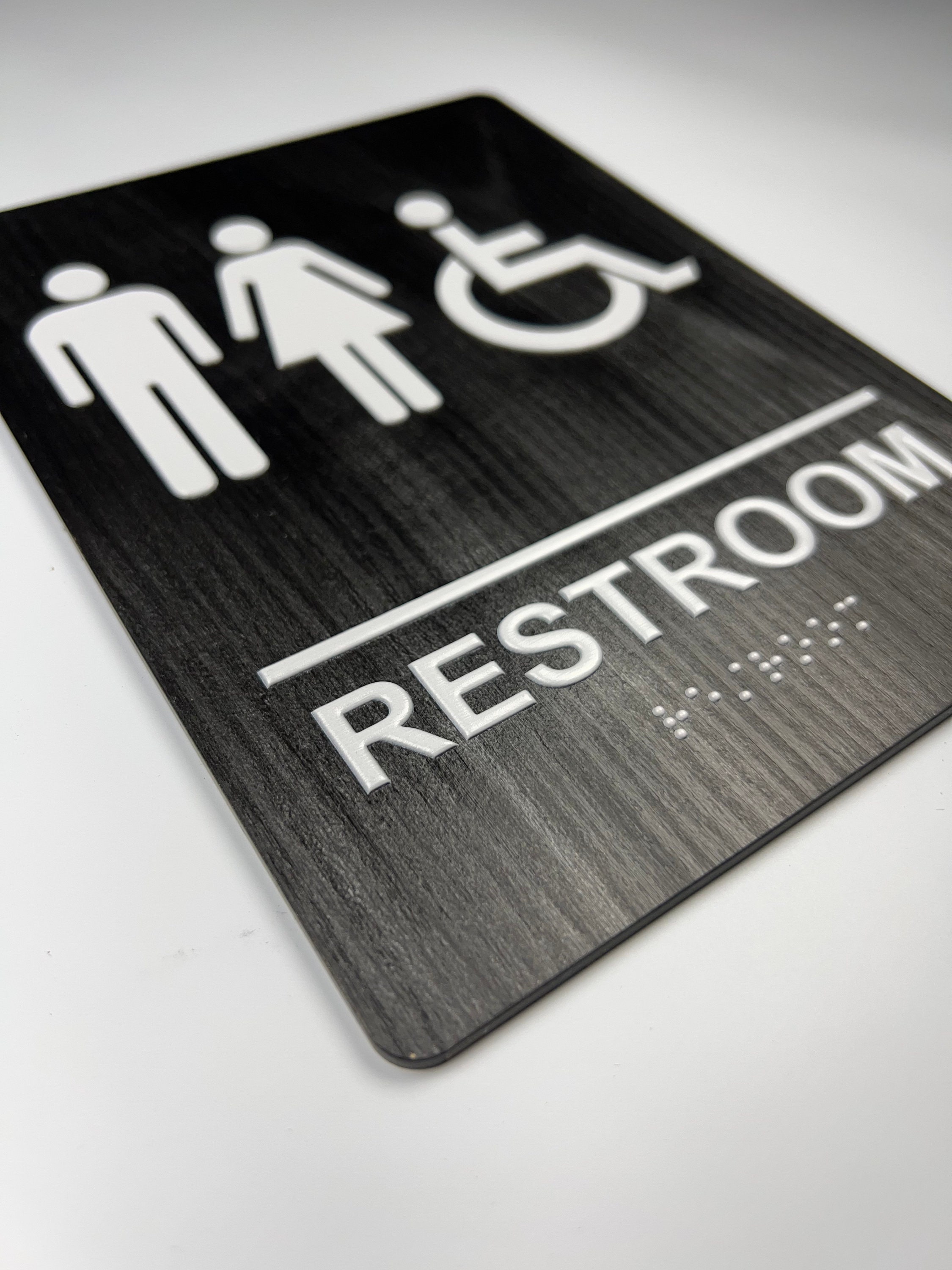 ADA Compliant Bathroom Sign With Braille Acrylic With Charred Wood ...
