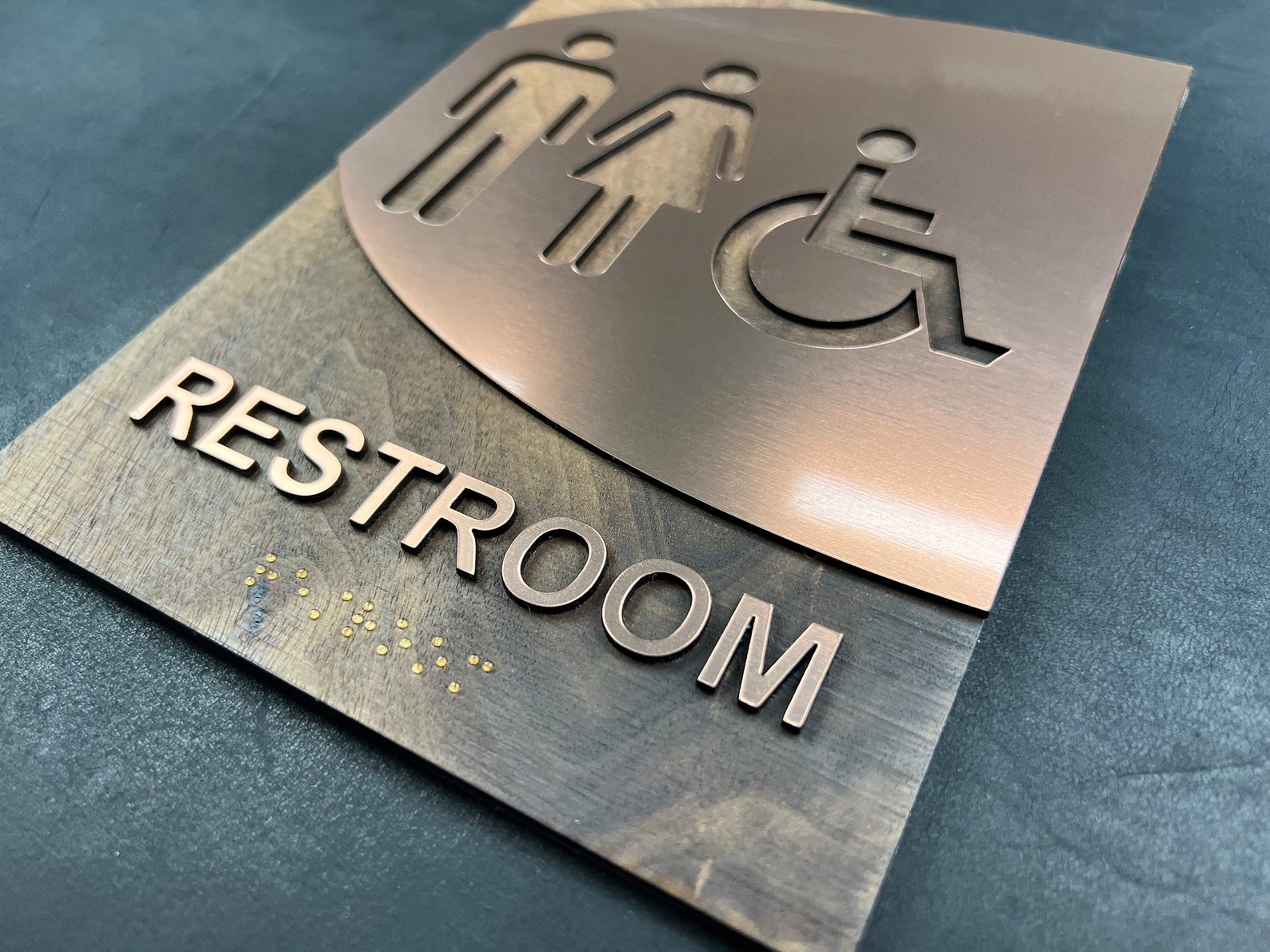 ADA Compliant Sleek Wooden Bathroom Sign With Raised Letters - Etsy