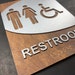 ADA Compliant Rustic Wood and Textured Steel Bathroom Sign With Raised ...