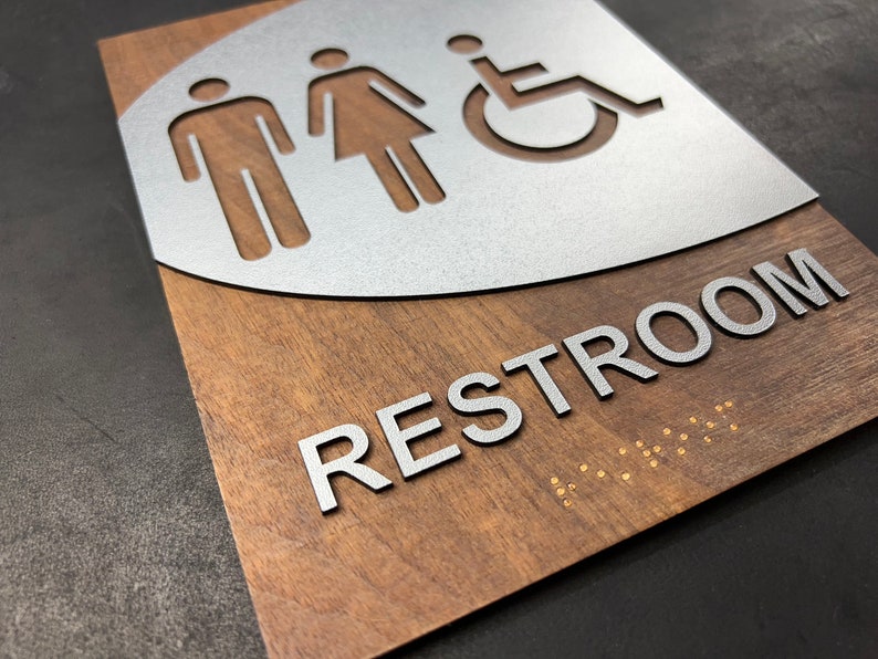 Custom Wood ADA Restroom Sign | ADA Compliant With Braille | Rustic ...